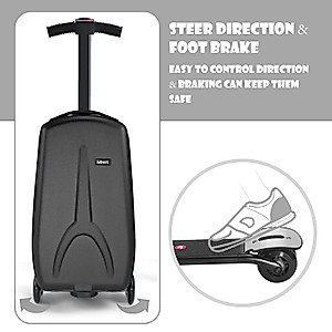 iubest Scooter Luggage Carry On Scooter Suitcase for Kids Age 4-15, Detachable & Foldable 4 in 1 Kids Suitcase, Multifunctional Ride On Travel Trolley Scooter Combo-Black