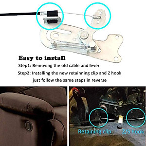 ttmagic Universal Heavy-Duty Metal Sofa Chair Recliner Release Pull Handle Replacement Parts with Cable, Fits Ashley, Lazy Boy and Most Recliner Sofa Brand, Recliner Handle Size 3" x 3.5"
