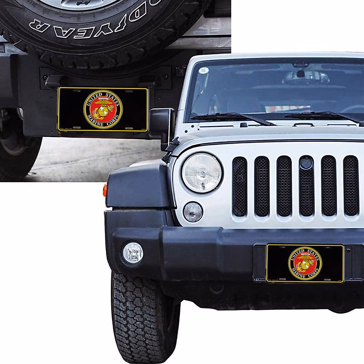 License Plate with United States Marine Corps (USMC) Logo. Standard Size 6" x 12", License Plate of Cars, SUVs, Trucks and minivans Aluminum 4 Holes|Universal fits Officially Licensed