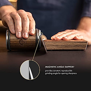 HORL 2 Walnut Rolling Knife Sharpener Engineered in Germany for Straight Edge with Industry Diamonds for Steel of any hardness and Magnetic Angle Technology with 15 & 20 Degrees
