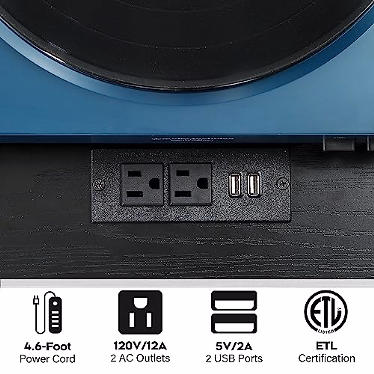 TC-HOMENY Vinyl Record Storage Table, 3-Tier Record Player Stand with 3 Quick-Release Divider Up to 200 Albums, Fashion Turntable Stand for Bedroom Living Room and Office