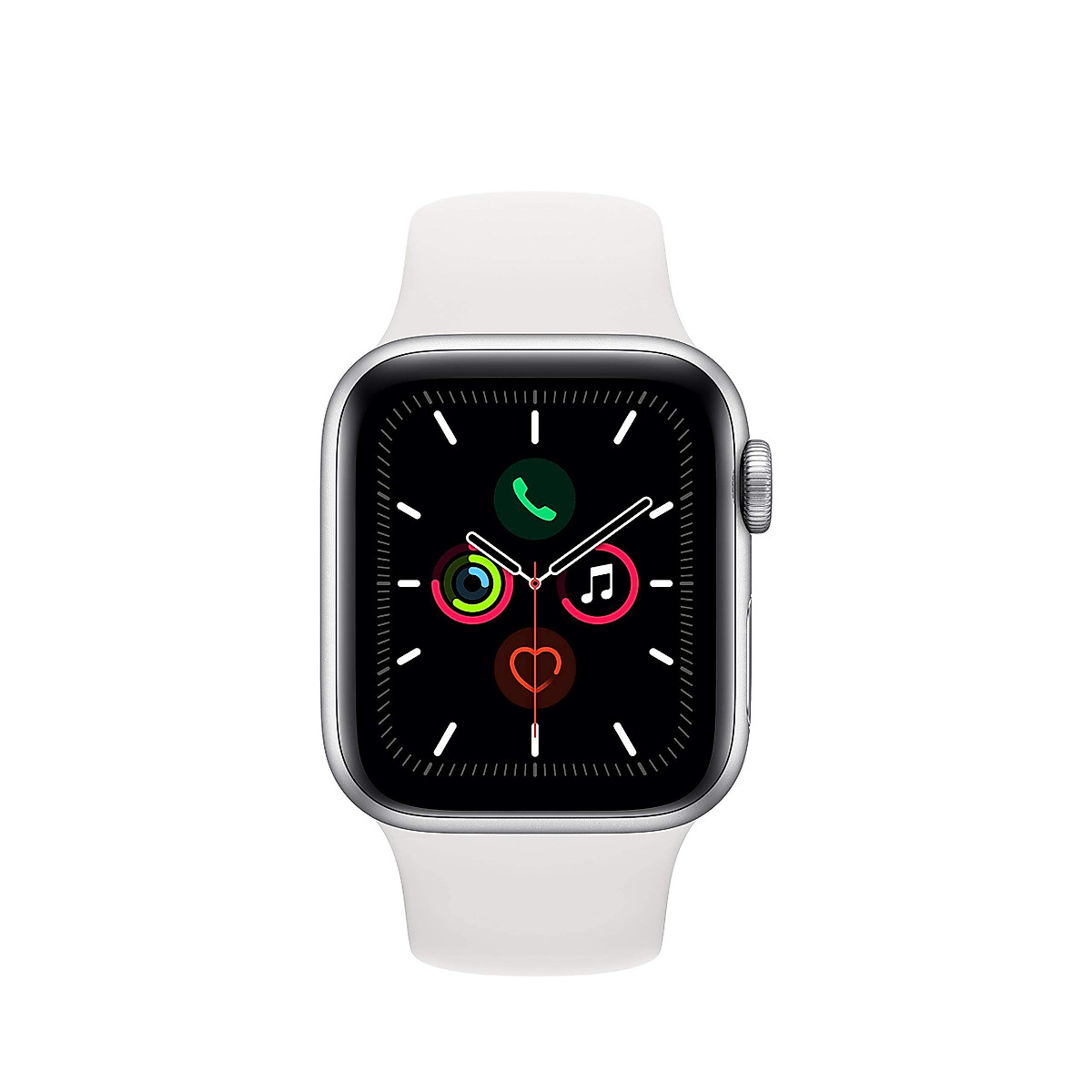 Apple Watch Series 5 (GPS + Cellular, 40MM) - Silver Aluminum Case with White Sport Band (Renewed)