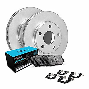 R1 Concepts Front Brakes and Rotors Kit |Front Brake Pads| Brake Rotors and Pads| Ceramic Brake Pads and Rotors |Hardware Kit|fits 1995-2003 Toyota Avalon, Camry, Sienna