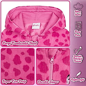 Barbie Girls Jacket Pink Hooded Fleece Girls' Jackets (Pink, 7-8 Years)