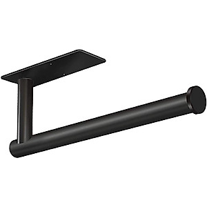 TOFIIGREM Paper Towel Holder with Adhesive Under Cabinet Mount- No Drilling Towel Bar Holder Wall Mount Sticky Paper Towel Rack Stick on Wall for Home Kitchen, Stainless Steel Black
