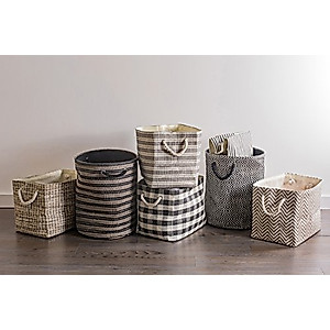 DII Woven Paper Storage Bin, Diamond Basketweave, Black/White, Medium