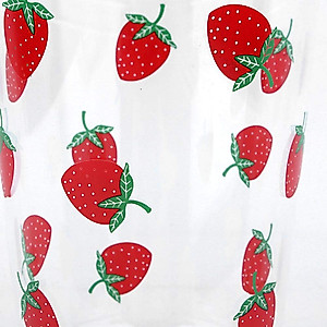 Ichiias Glass Cup Heat-Resisting Clear Strawberry Pattern Coffee Juice Drinking Water Mug with Straw Lid