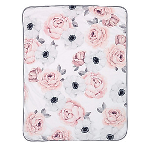 Lambs & Ivy Floral Garden Watercolor Floral Pink Ultra Soft Baby Blanket