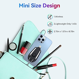 HUAYOTEK Mini Emergency Power Pod, 100% Full Capacity Keychain Portable Charger for iPhone, Power Emergency Pod Fast Charging Power Bank Battery Pack for iPhone, iPad, AirPods, for iOS (Black)