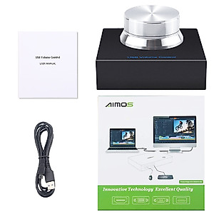 USB Volume Control Knob，Multimedia Controller with One-Click Mute Function，Audio Adjuster Compatible with Win7/8/10/XP/Mac/Vista/Android/IOS