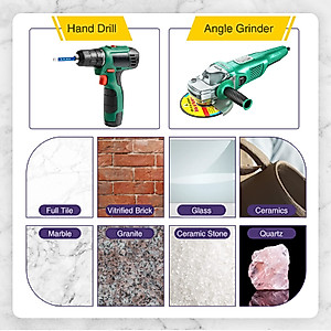 5 Pcs Dry Diamond Drill Bits Set, Glass Ceramic Marble Tile Drill Bits, Not for Wood, 1/4, 5/16, 3/8, 1/2 Inch Round Shank