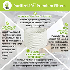 PURIFIZE LIFE Premium Replacement Wick Filter for Honeywell Humidifier HAC-504, HAC-504AW, HAC504, Filter A, HCM-350, HCM 350, HCM350W, HCM-315T, HCM-600, HCM-710 and Other Cool Mist Models (3 Pack)