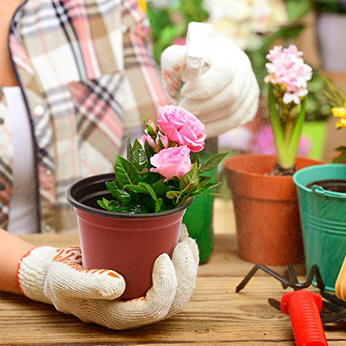 Delxo 100 Pcs 4 Inch Plants Nursery Pots Reusable Plant Seeding Nursery Pot Waterproof Plastic Pots Seed Starting Pots
