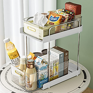 submatches 2-Tier Clear Under Sink Organizer and Storage -Multi-Purpose Bathroom Cabinet organizer, Pull Out Kitchen Pantry Organization and Storage