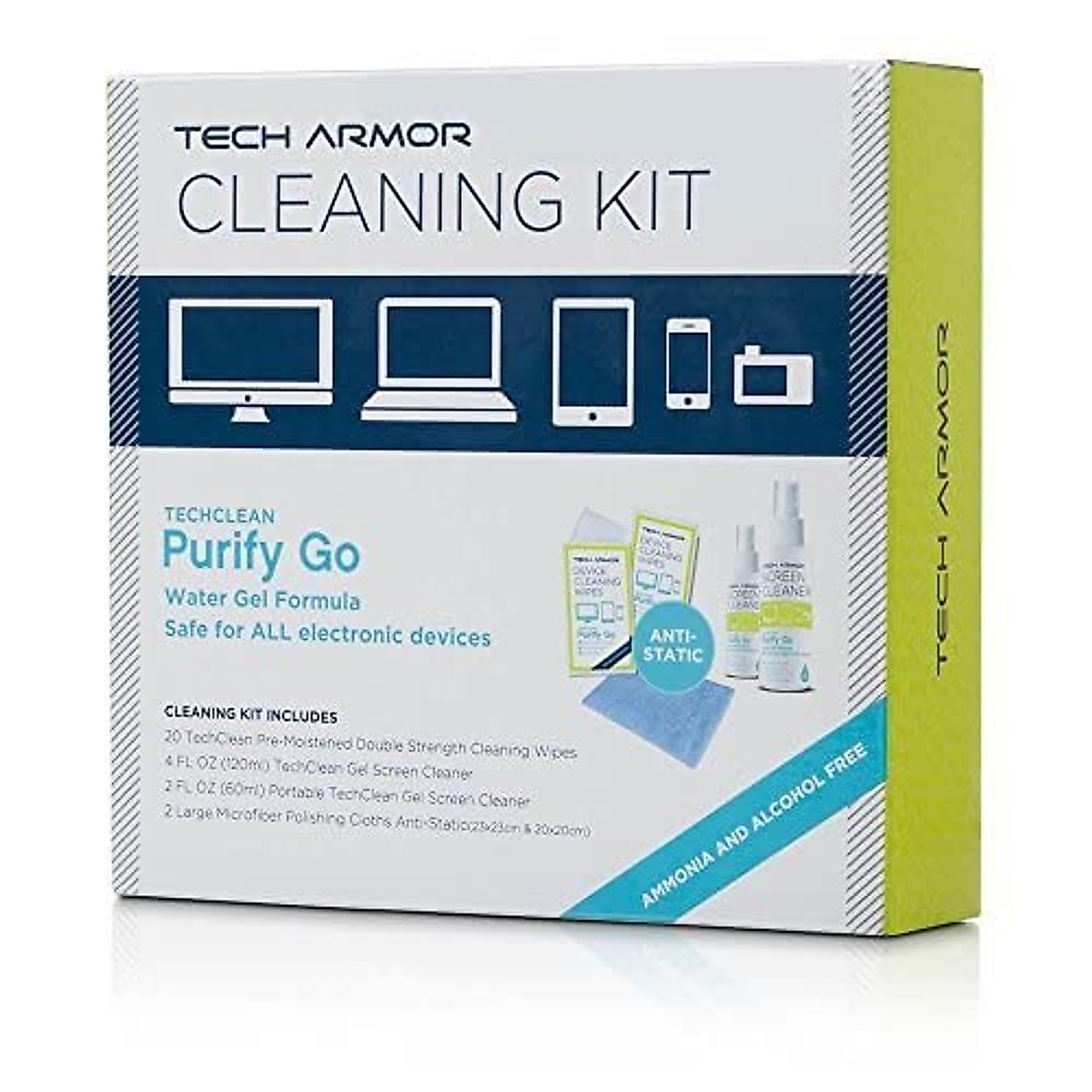 Tech Armor 120 ML Pro Cleaning Kit - Screen Cleaning Bottles for TV Screen Cleaner, Computer Screen Cleaner, Laptop, Phone, Ipad - Computer Cleaning kit Electronic Cleaner - with Microfiber Cloths