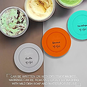 SOPHICO Pint Containers with Silicone Lids Replacement for Pints and Lids, Compatible with NC299AMZ & NC300s Series Ice Cream Maker, Airtight and Leaf-Proof (2 Pack, Orange)