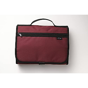 Tri-Fold Bible Cover, Bible Study Organizer, Velcro Closure, Nylon, Cranberry/Black, Extra Large