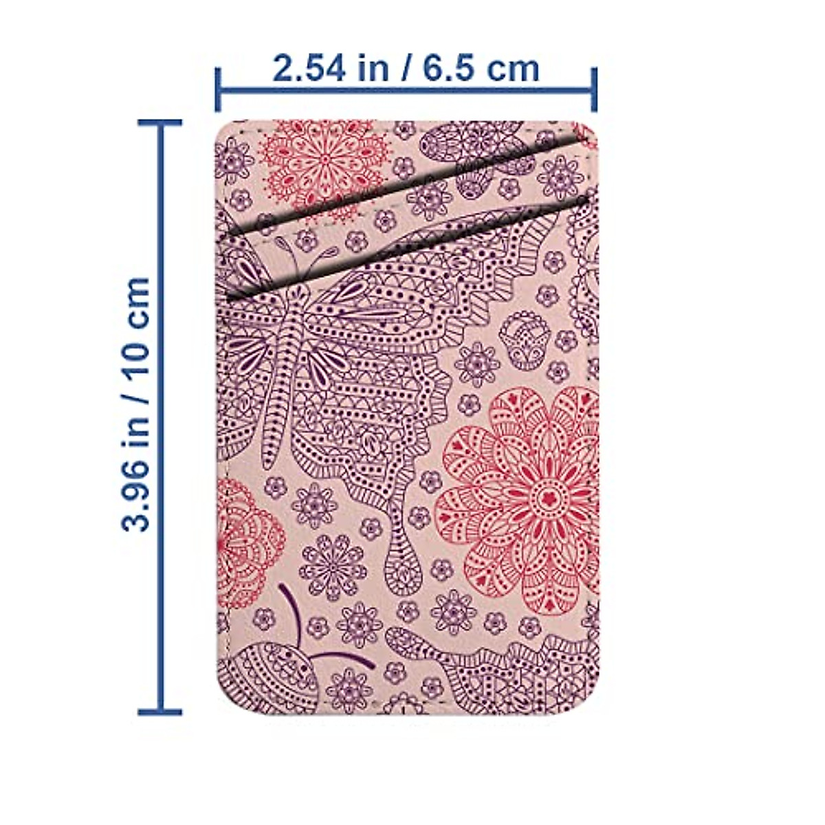 Diascia Pack of 2 - Cellphone Stick on Leather Cardholder ( Flowers Ladybug Butterflies Pattern Pattern ) ID Credit Card Pouch Wallet Pocket Sleeve