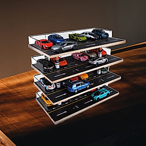 Harilla 1/64 Wooden Parking Lot Models Miniatures Car Garage Parking Lot Accessories Home Decor Collection Gifts