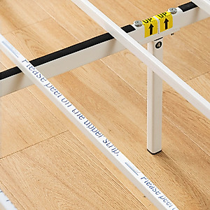 Best Price Mattress 14 Inch Metal Platform Bed Frame, Heavy Duty Steel Slats, White, King (SPSC-14WH-K)
