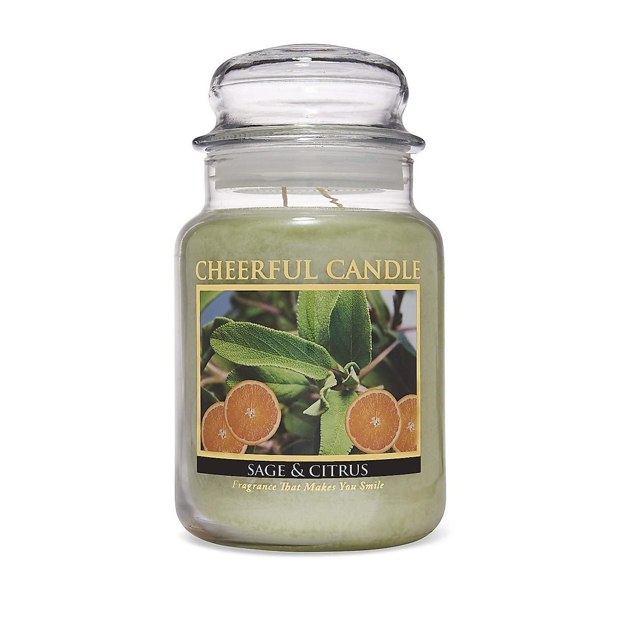 A Cheerful Giver - Sage & Citrus Scented Glass Jar Candle (24 oz) with Lid & True to Life Fragrance Made in USA