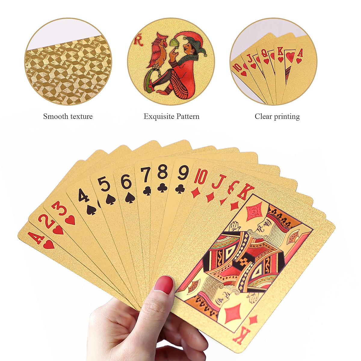 ACELION Waterproof Playing Cards, Plastic Playing Cards, Deck of Cards, Gift Poker Cards (Gold)