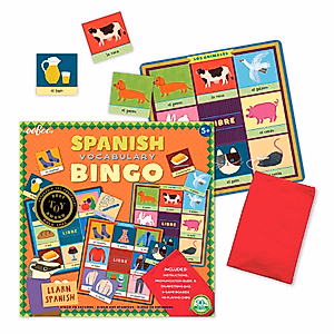 eeBoo: Spanish Bingo Vocabulary Game, A Game of Imaginative Problem Solving, Educational Games That Cultivates Conversation, Socialization, and Skill-Building, Learn Spanish, for Ages 5 and up