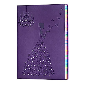 SEEHAN A5 Lined Notebook Planner Travel Journal Leather Notebook for Girls Women Princess Butterfly Journal Notebook Diary, A5 Ruled Writing Notebook Lined Note Pads Purple Journal 240 Pages