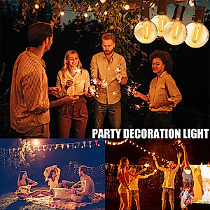 HooYan Outdoor LED String Lights Indoor Decor Lights Patio Garden Wedding Party G40 Globe Plastic Light Bulbs Waterproof Connectable Shatterproof 25Ft E12 Socket Base (50FT)