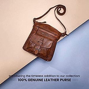 Sling Bags for Women Genuine-Leather - Vintage Multi Pocket Crossbody Purse (Copper)
