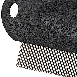 Master Grooming Tools Contoured Grip Flea Combs — Ergonomic Combs for Removing Fleas, Black, 3-inch
