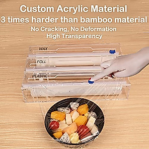 LAMPTOP Foil and Plastic Wrap Organizer, 2 in 1 Plastic Wrap Dispenser With Cutter, Aluminum Foil Organization and Storage, Tin Foil Organizer for Drawer, Compatible with 13" Roll (Upgrade)