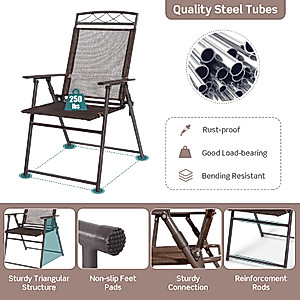 Tangkula Set of 4 Patio Folding Chairs, Foldable Patio Chairs Sling Chairs for Backyard Poolside Balcony, Portable Camping Chair Lawn Chair Outdoor