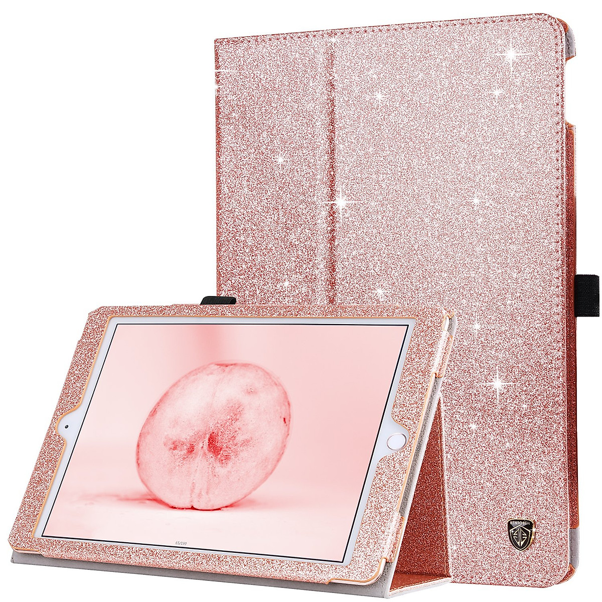 BENTOBEN for iPad Air 2 Case, iPad 6th Generation Case, iPad 5th Gen Case,Folio Folding Stand Auto Wake/Sleep with Pencil Holder Glitter PU Cover for iPad Air 2/Air 1, iPad 9.7 2018/2017,Rose Gold