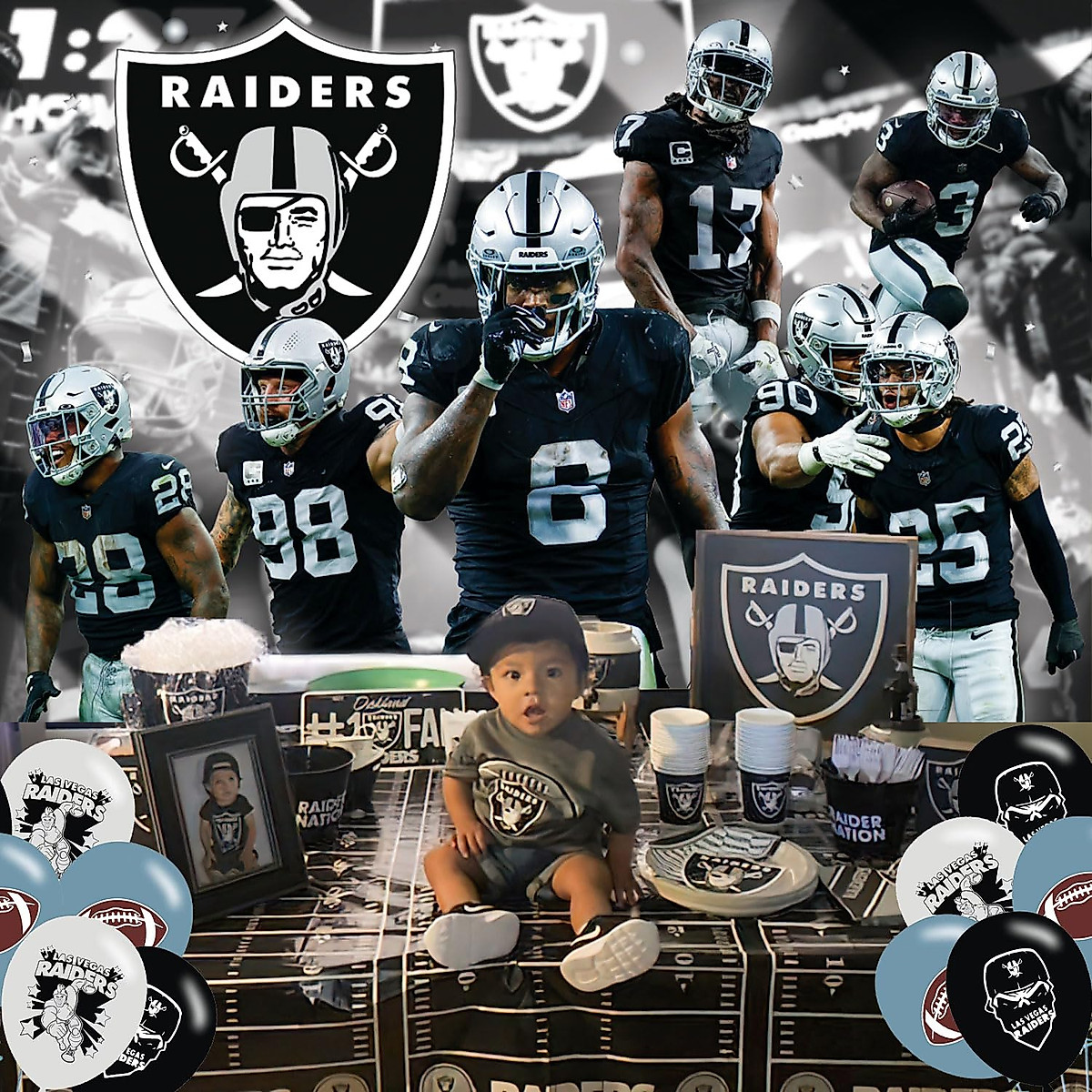 Las-Vegas Raiders Birthday Backdrop,Las-Vegas Raiders Poster for Football Raiders Theme Party Decorations Birthday Supplies Background Studio Shoot Photo Props