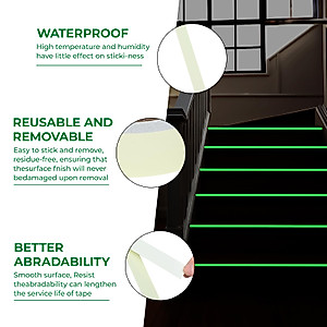 SIDAZON Glow in The Dark Tape,1/2 in x33FT Luminous Fluorescent Photoluminescent Tape Stickers for Stairs Steps and Walls Exit Sign Bright Rechargeable and Long-Lasting Night Decorations Home Marking