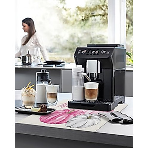 Coffee Mat for Counter, Give Thanks Pink and White Watercolor Pumpkins Absorbent Hide Stain Coffee Bar Mat, Non-slip Coffee Bar Accessories Kitchen Drying Mat Fit Under Coffee Maker Espresso Machine