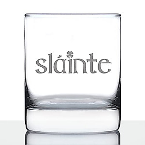 Slainte Irish Cheers - Whiskey Rocks Glass - Funny St Patricks Day Party Decor or Gifts - 10.25 Ounce