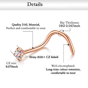 Incaton Nose Ring, 16PCS 316L Surgical Stainless Steel Body Jewelry Piercing Nose Hoop Ring and L Shaped Ring