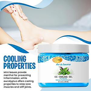 SPA REDI - Massage Cooling Gel for Pedicure, Mint and Eucalyptus Oil with Menthol 16 Oz, Peppermint Extract - Professional Strength Pedicure Foot and Leg Ice Cooling Gel Massage Therapy,