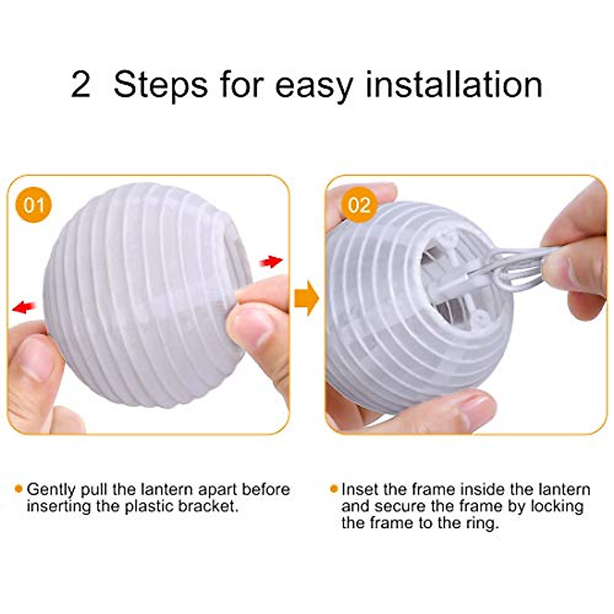 TIGOMOOV Lantern String Lights Plug in, Outdoor Lantern Lights String 9.83FT Pack of 10 Nylon Lantern String Lights for Patio,White Lights String for Bedroom(Lanterns Need Simple Assembly)