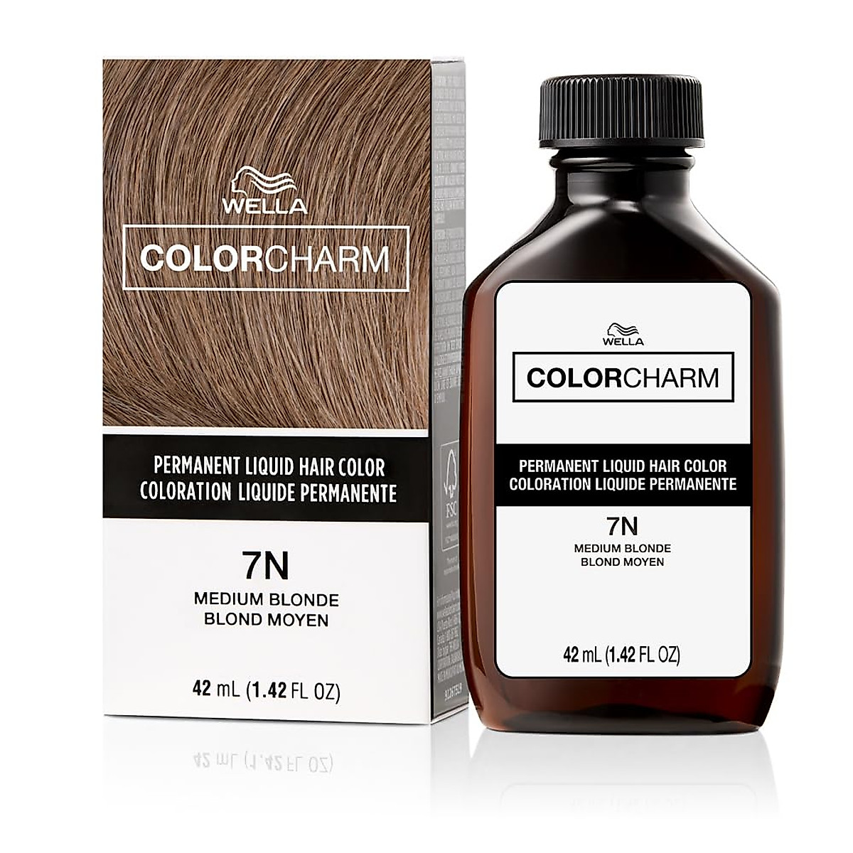 COLORCHARM Permanent Liquid Hair Color for Gray Coverage| 7N Medium Blonde | 1.4 Fl Oz