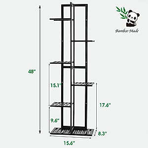 Gar-Life Bamboo Plant Stand for Indoor&Outdoor Plants 6 Tier 7 Potted Multiple Flower Pots Holder Shelf Rack Display stand for Patio Garden, Living Room, Corner Balcony and Bedroom (Black)