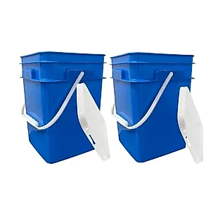 House Naturals 4 Gallon Square Plastic Bucket, Food Grade BPA Free containers, Made in USA, (Pack of 2)