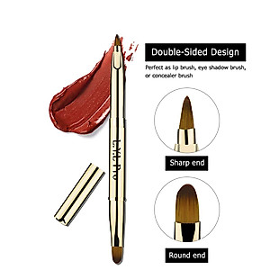 L.Y.L Pro Gold Retractable Lip Makeup Brushes Double-Ended Retractable Lip Brush Travel Lipstick Gloss Makeup Brush for Christmas Gifts