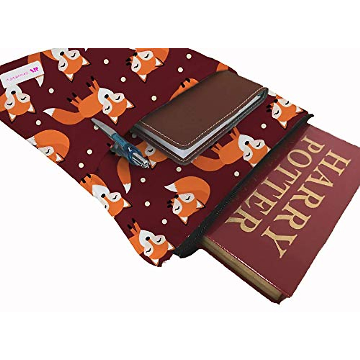 Cute Foxes Book Sleeve - Book Cover for Hardcover and Paperback - Book Lover Gift - Notebooks and Pens Not Included