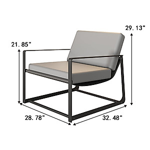 Modern Faux Leather Accent Chairs, Mid-Century Armchairs Ergonomic Chair Reception Chair with Metal Frame for Living Room Bedroom, Study Room (Grey)
