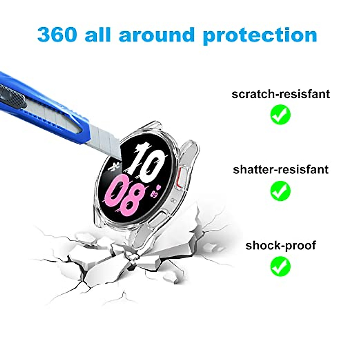 6 Pack Case for Samsung Galaxy Watch 5/4 Screen Protector 44mm, Soft TPU Plated Cases All-Around Protective Screen Full Cover Bumper Compatible for Samsung Galaxy Watch 5/4 Accessories Clear 44mm