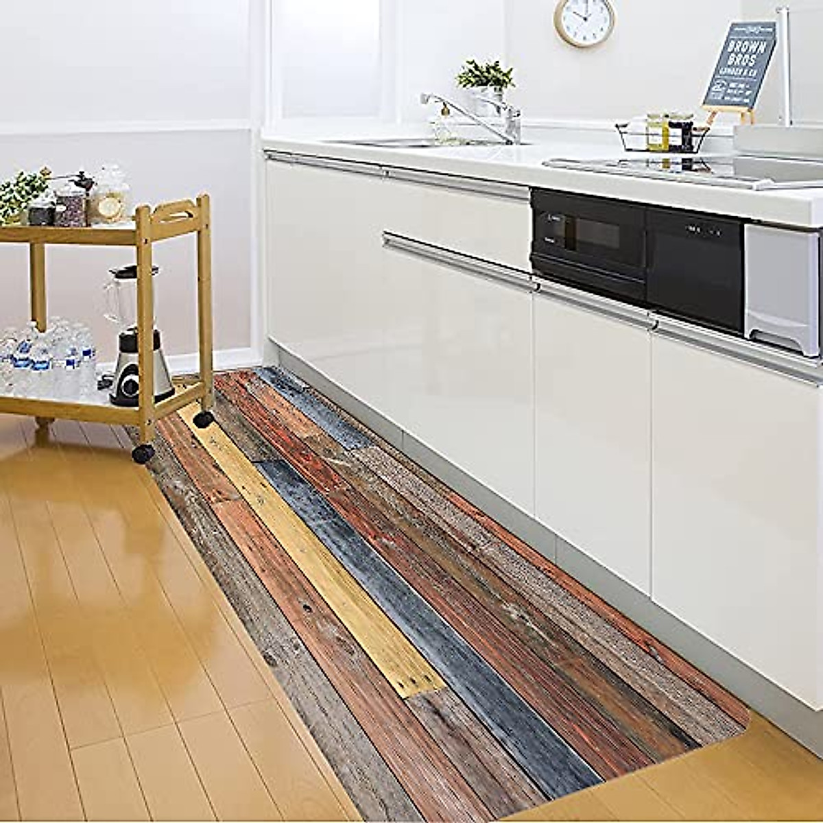 Flannel Mat Non Slip Bright 3D Print for Bedside and Living Room,Clearance MatS Absorbent Moisture Dust Forlaundry Room,Bath Rugs Sponge Foam Soft for Bathroom and KitchenRustic Old Wooden Board