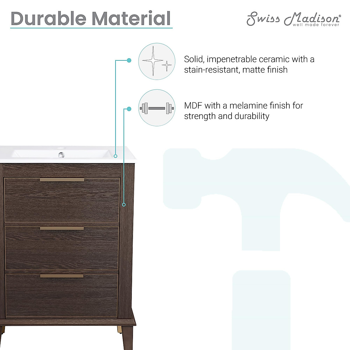 Swiss Madison Well Made Forever Hugo 24" Bathroom Walnut Bath Vanity